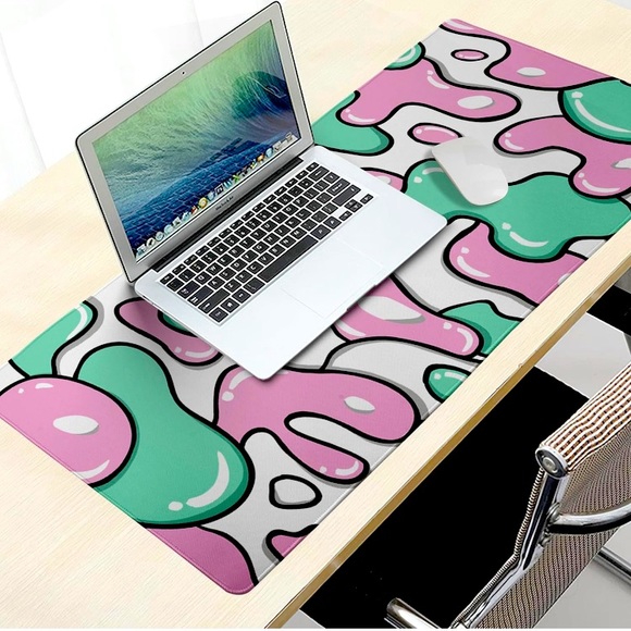 Office | Newpink Green White Mouse Pad Xl 315x118 Cool Geometric ...